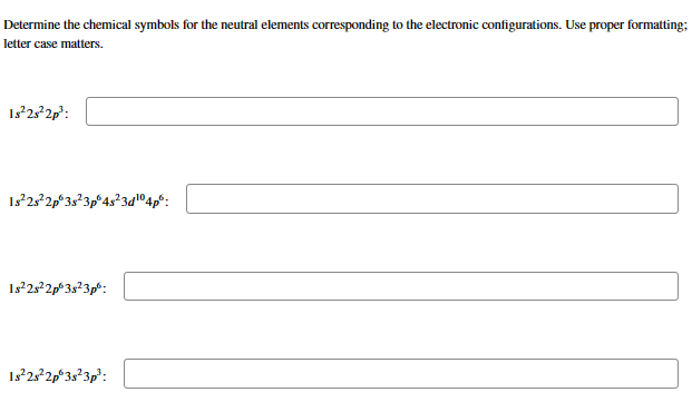 Solved Determine the chemical symbols for the neutral | Chegg.com