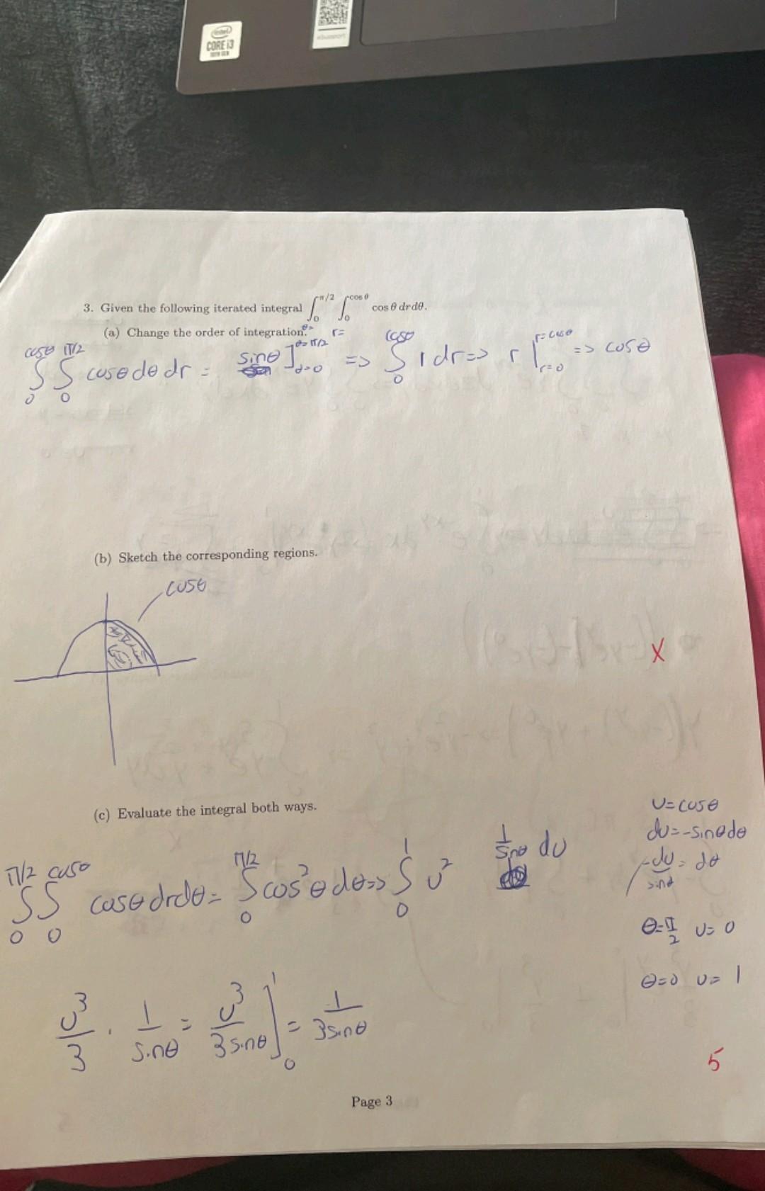 Solved 3. Given the following iterated integral | Chegg.com