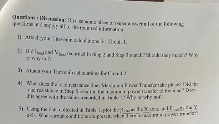 Solved Title: Thevenin's Theorem and Maximum Power Transfer. | Chegg.com