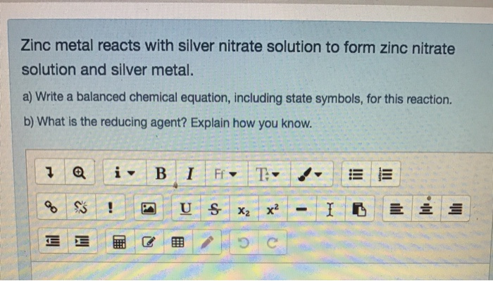 Solved Zinc metal reacts with silver nitrate solution to | Chegg.com