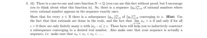 Solved (6) There is a one-to-one and onto function N→Q (you | Chegg.com