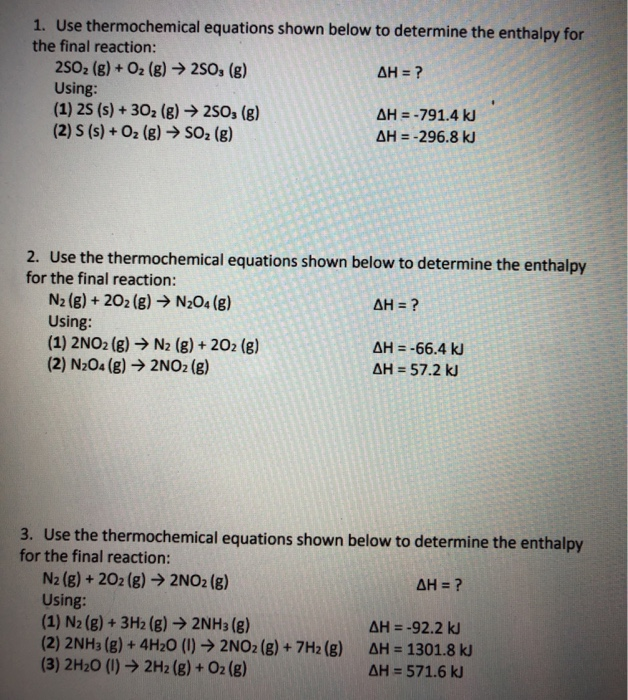 Solved 1. Use thermochemical equations shown below to | Chegg.com