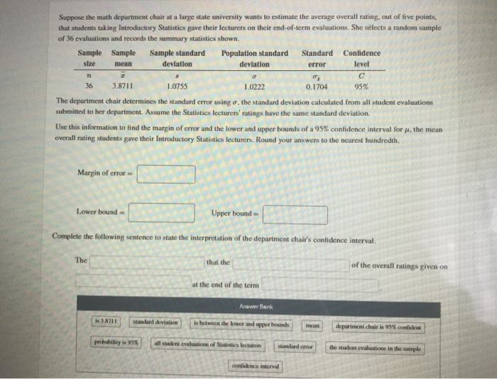 Solved How do you find margin of error, lower bound and | Chegg.com