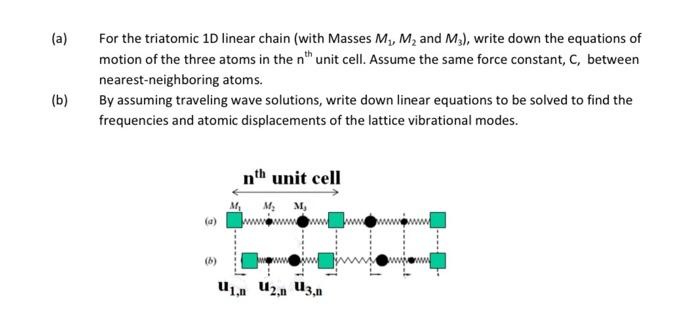 Solved (a) For the triatomic 1D linear chain (with Masses | Chegg.com