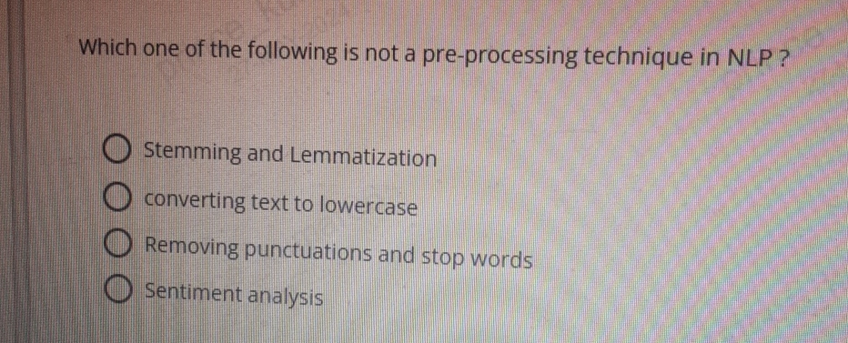 Solved Which one of the following is not a pre-processing | Chegg.com