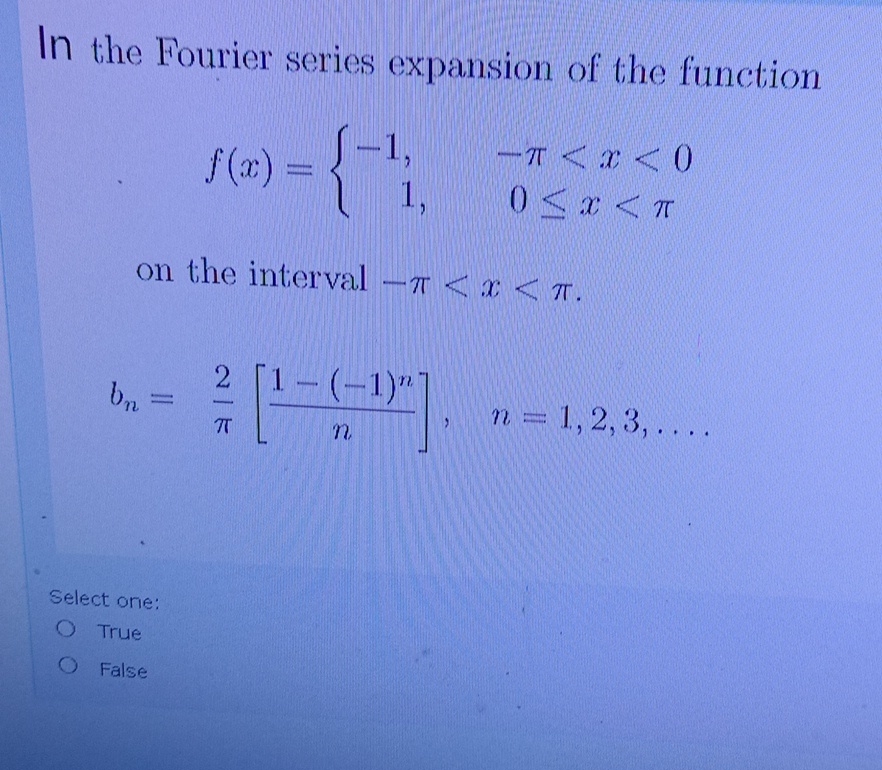 Solved In the Fourier series expansion of the | Chegg.com