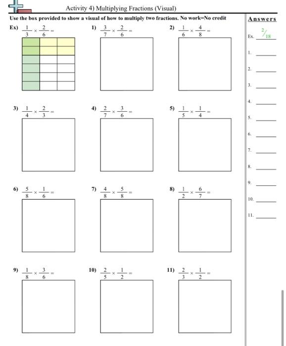 Solved Activity 4) Multiplying Fractions (Visual) Use the | Chegg.com