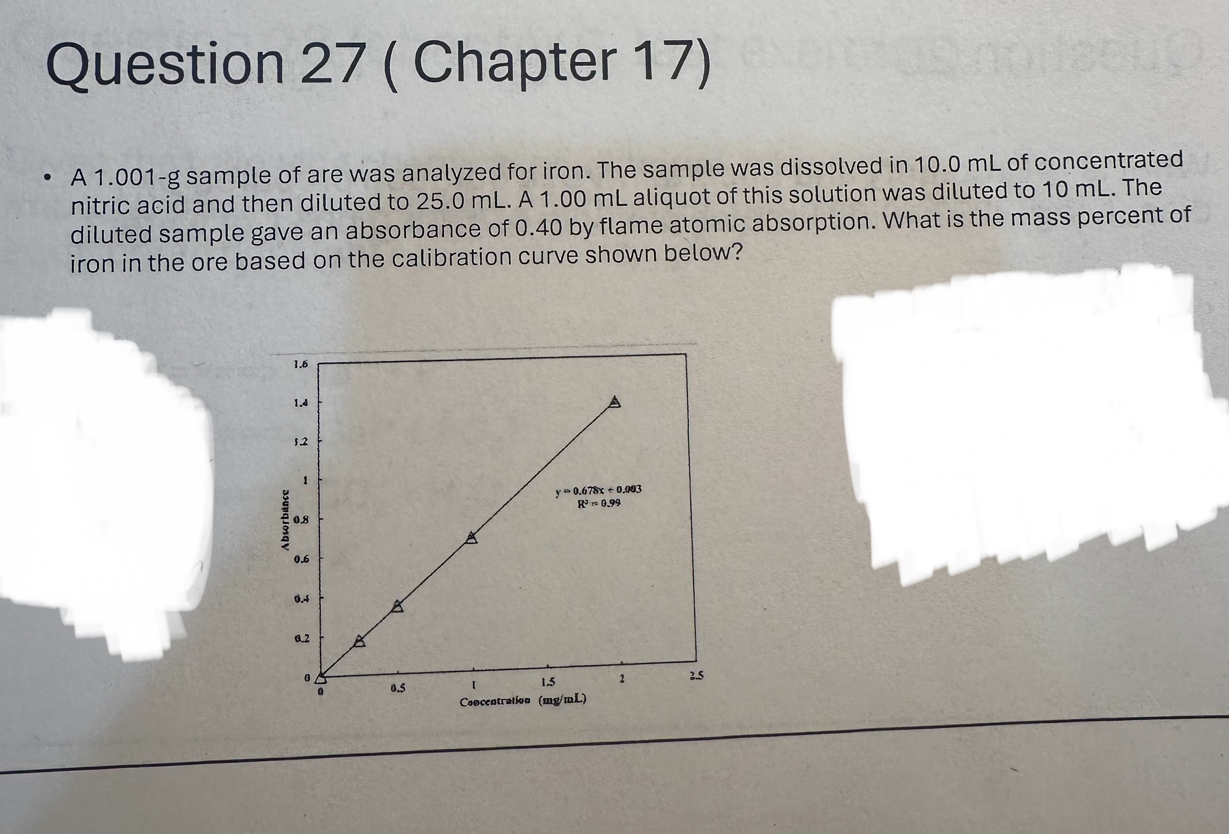 Solved Question 27 ( ﻿Chapter 17)A 1.001-g sample of are was | Chegg.com