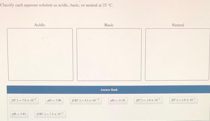Solved Classify each aqueous solution as acidic, basic, or | Chegg.com