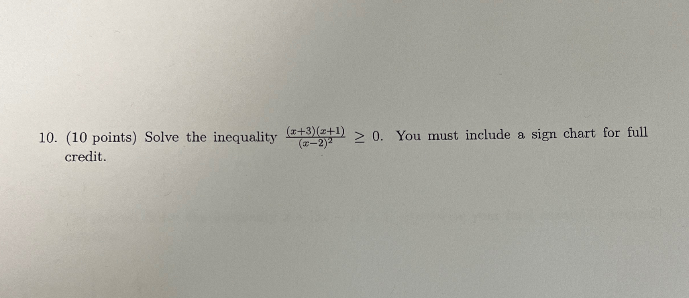 Solved (10 ﻿points) ﻿Solve the inequality | Chegg.com