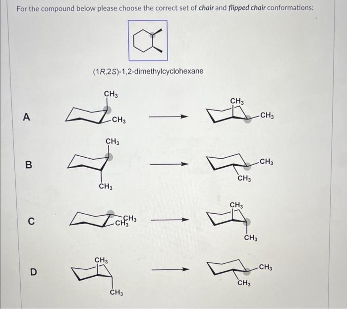 Solved For the compound below please choose the correct set | Chegg.com