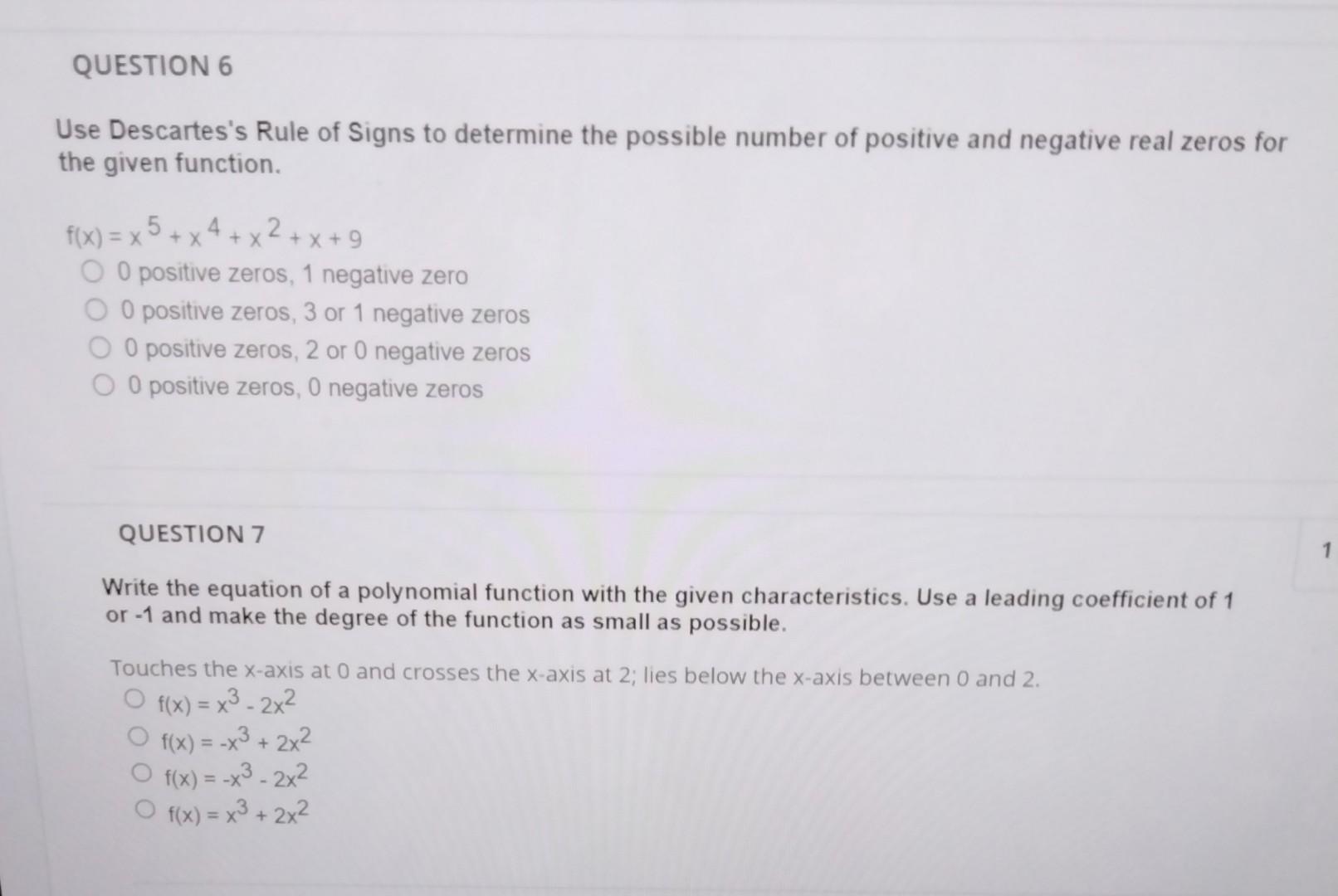 Solved Use Descartes's Rule of Signs to determine the | Chegg.com