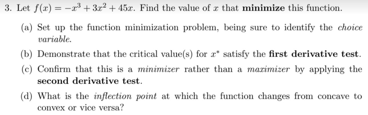 Solved Let f(x)=-x3+3x2+45x. ﻿Find the value of x ﻿that | Chegg.com