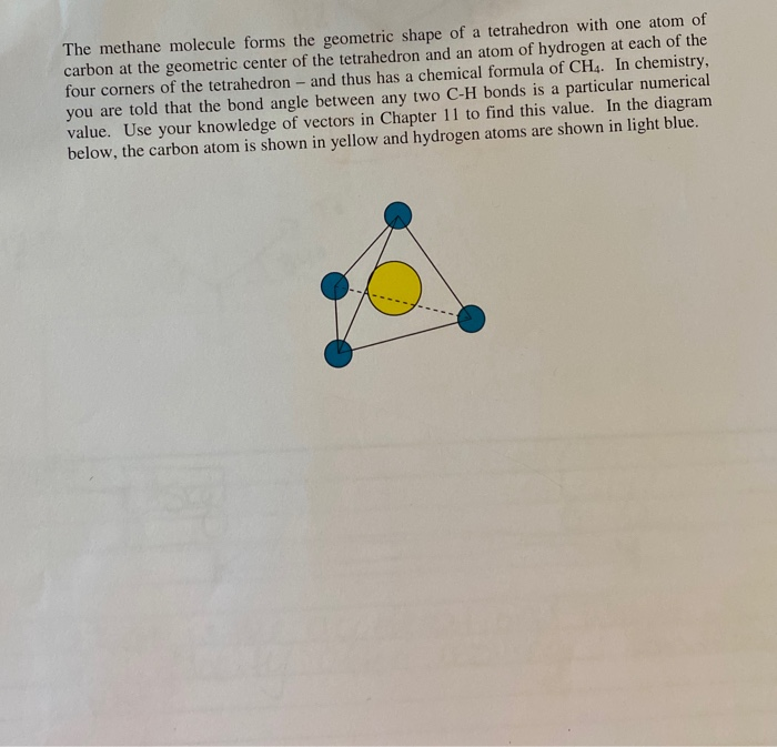 The methane molecule forms the geometric shape of a | Chegg.com