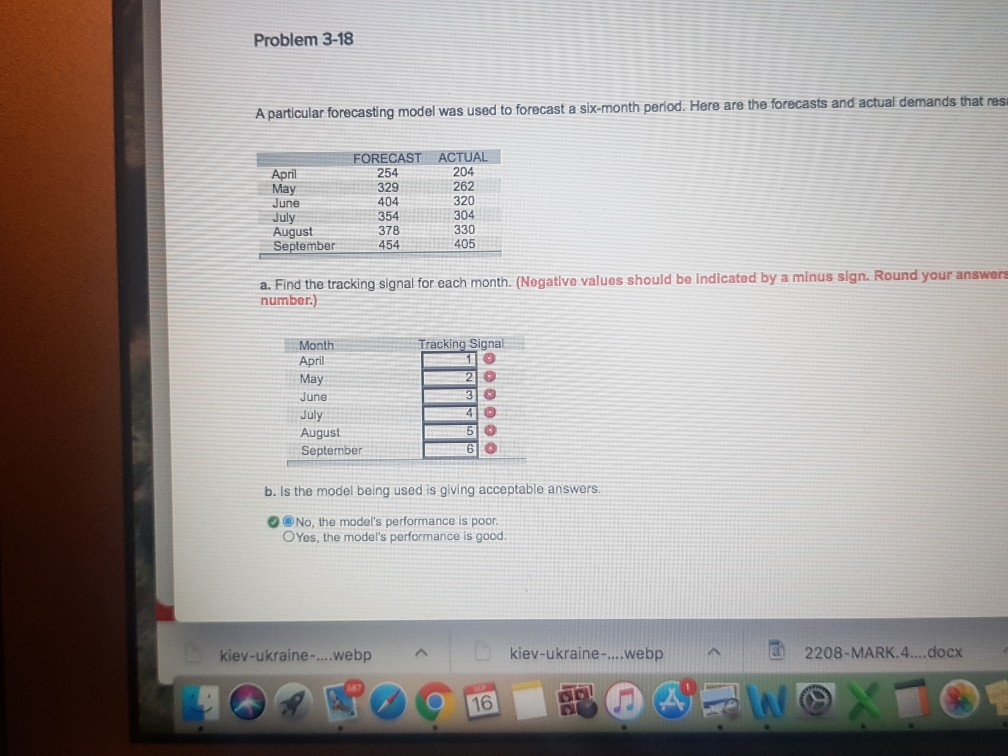 Solved Problem 3-18 A particular forecasting model was used | Chegg.com