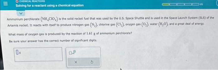 Solved Ammonium perchlorate (NH4ClO4) is the solid rocket | Chegg.com