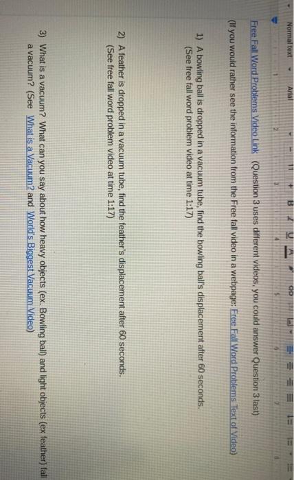 Solved watch the free fall word problems videothen find the | Chegg.com