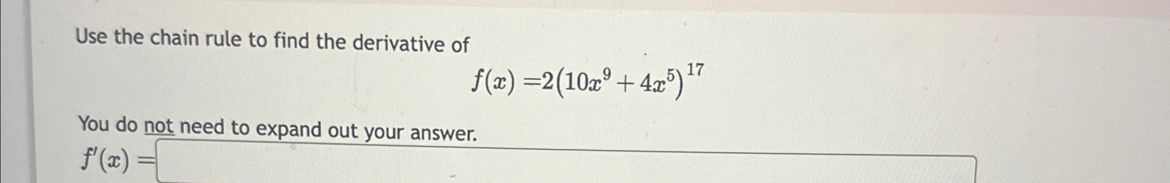 Solved Use the chain rule to find the derivative | Chegg.com