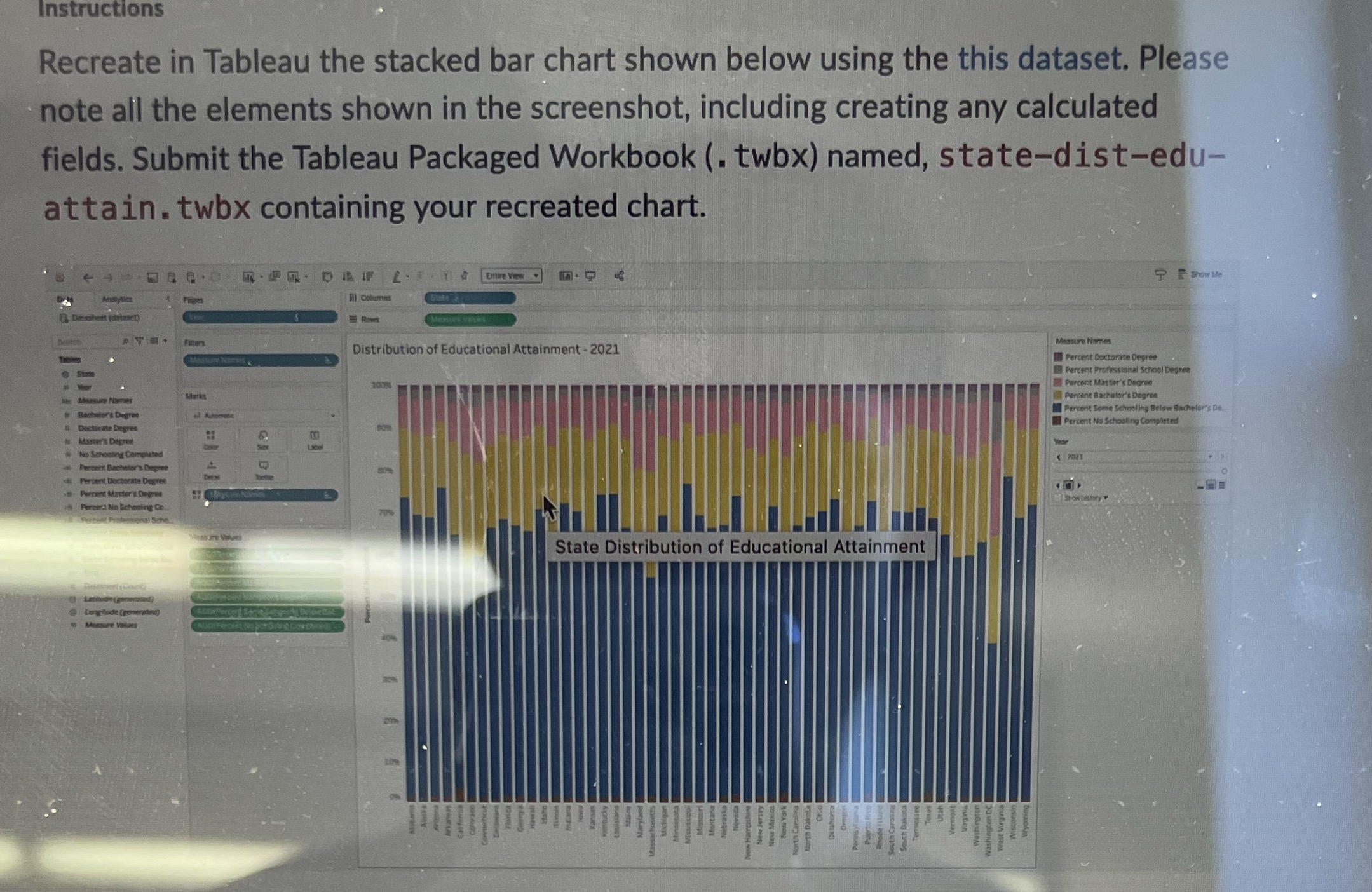 Solved InstructionsRecreate in Tableau the stacked bar chart | Chegg.com