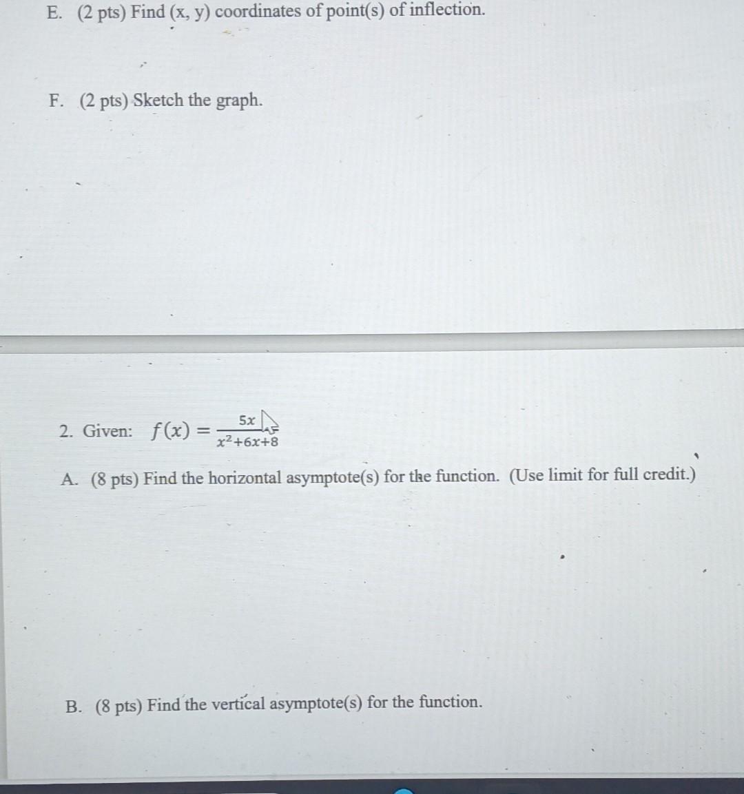 Solved 1. Given: f(x)=x3−3x+1 A. (8pts) Find the (x,y) | Chegg.com