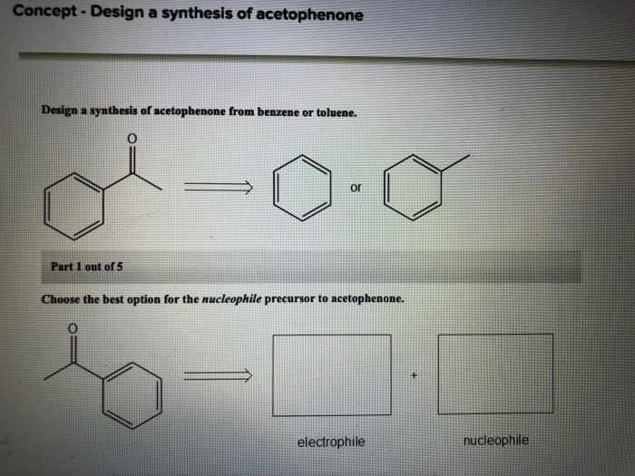 Solved Concept - Design a synthesis of acetophenone Design a | Chegg.com