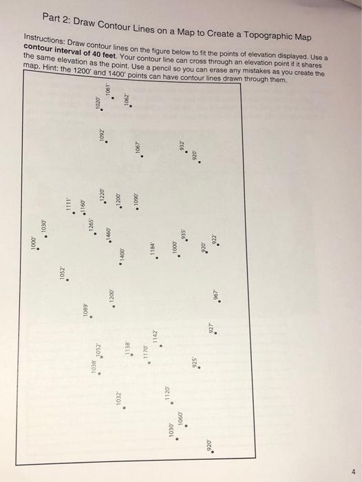 Solved Part 2: Draw Contour Lines on a Map to Create a | Chegg.com
