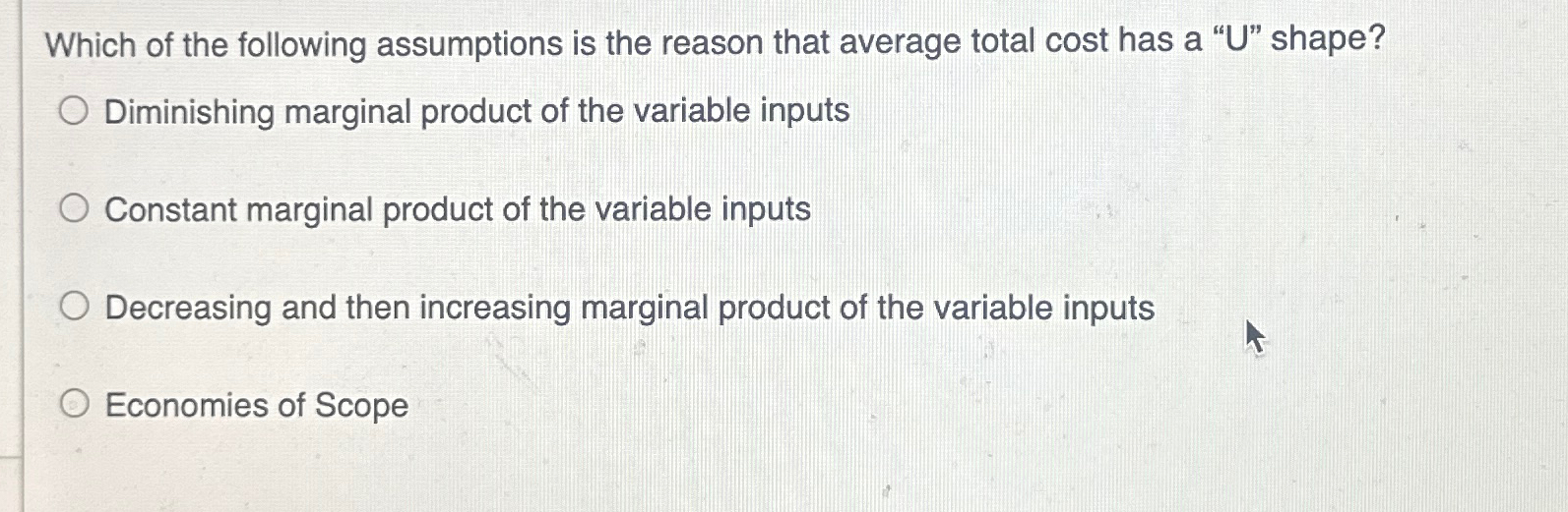 Solved Which of the following assumptions is the reason that | Chegg.com
