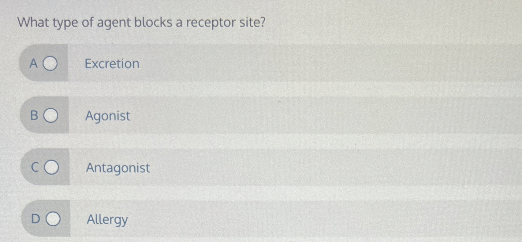 Solved What type of agent blocks a receptor site?A | Chegg.com