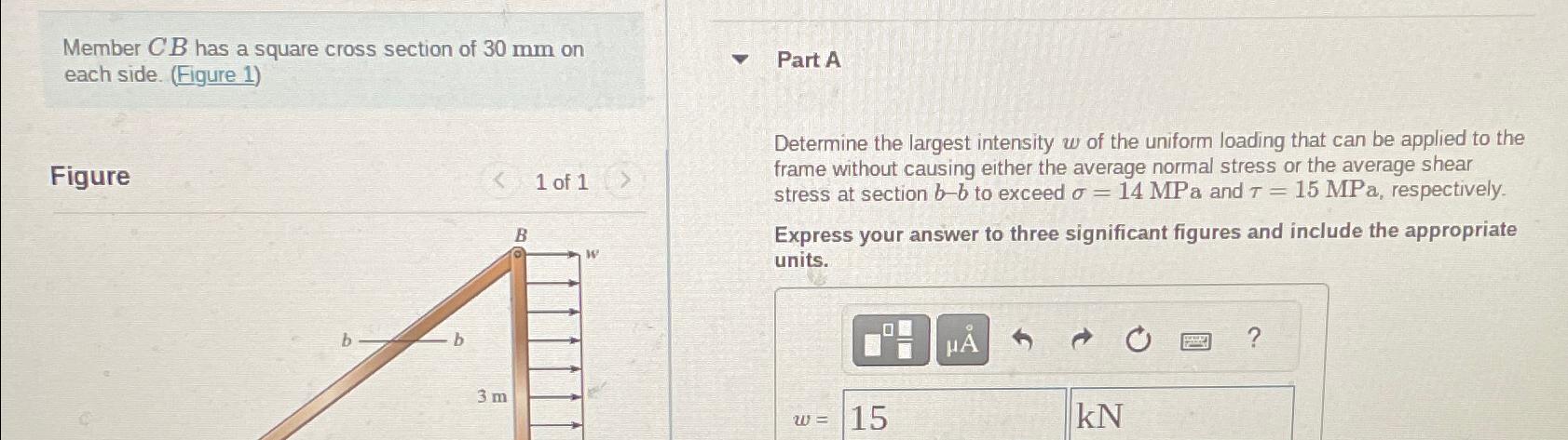 Member CB has a square cross section of 30mm on each | Chegg.com