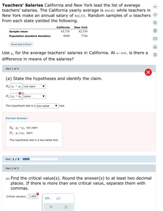 Solved Teachers' Salaries California and New York lead the | Chegg.com