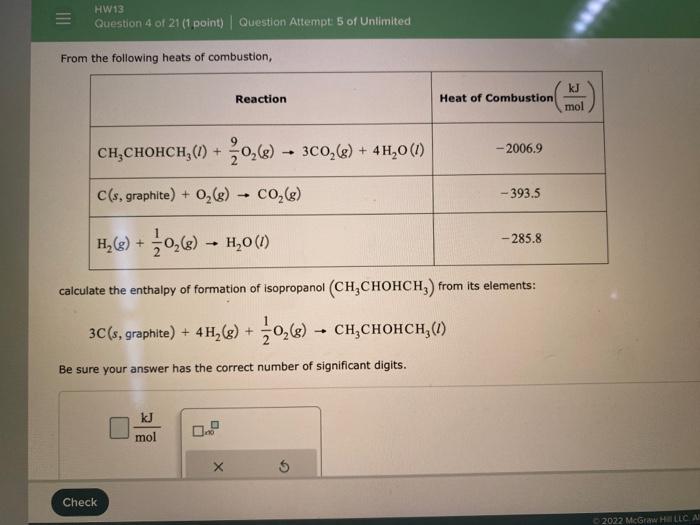 Solved 3C(s, graphite )+4H2(g)+21O2(g)→CH3CHOHCH3(l) Be sure | Chegg.com