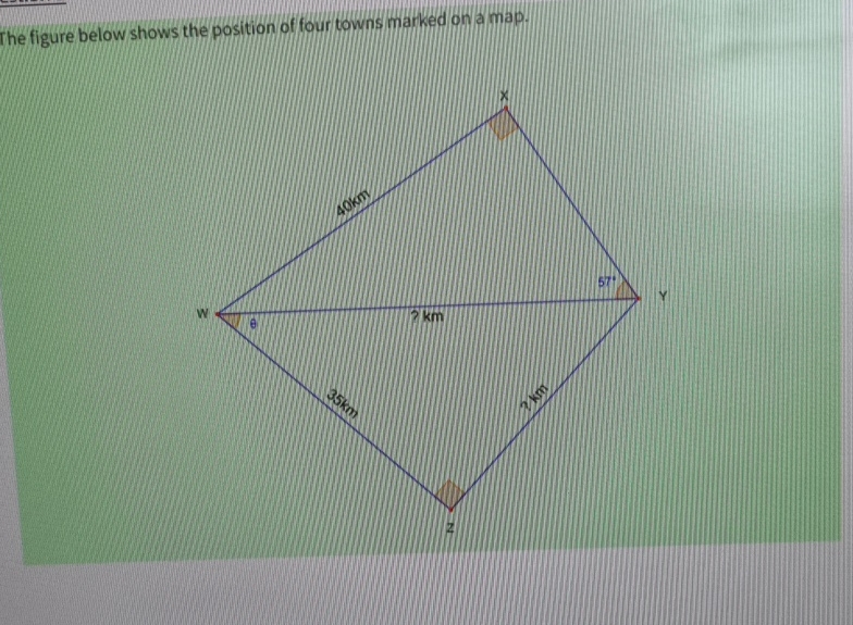 Solved The figure below shows the position of four towns | Chegg.com