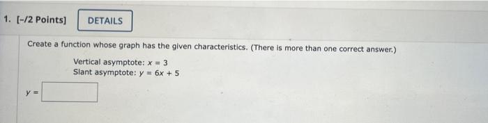 Solved Create a function whose graph has the given | Chegg.com