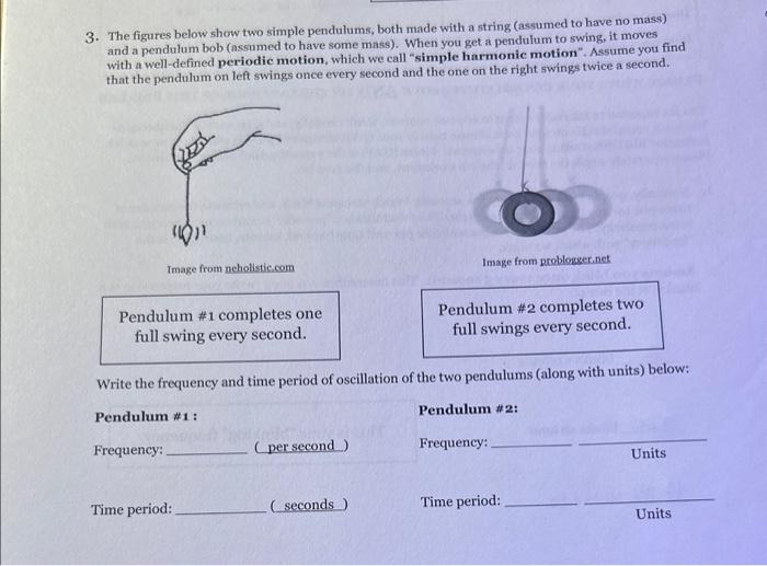 Solved 3. The figures below show two simple pendulums, both | Chegg.com
