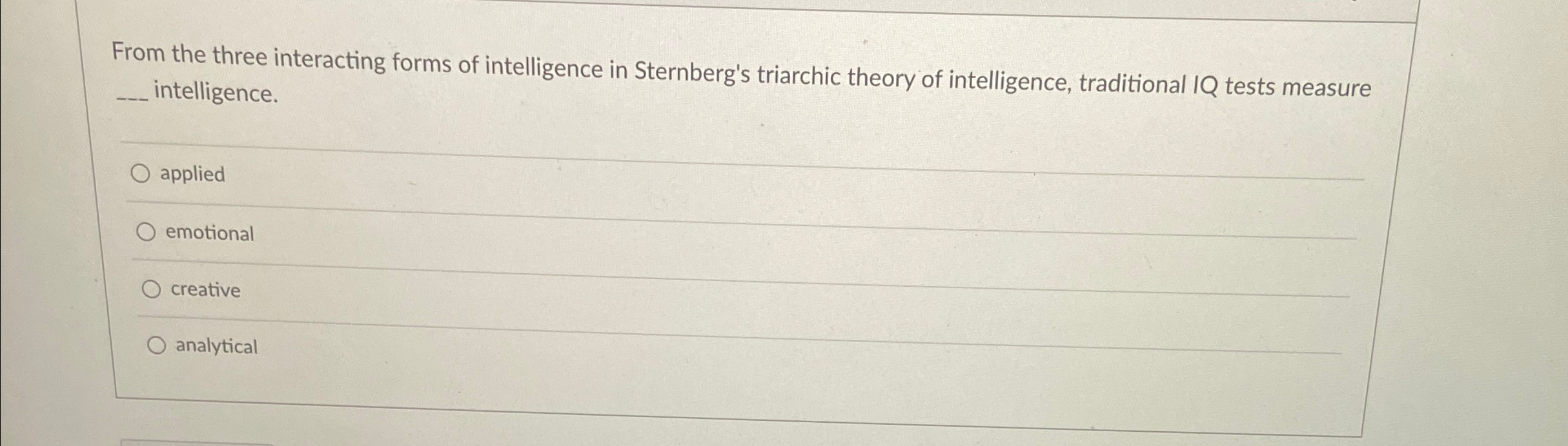 Solved From the three interacting forms of intelligence in | Chegg.com Solved From the three interacting forms of intelligence in | Chegg.com