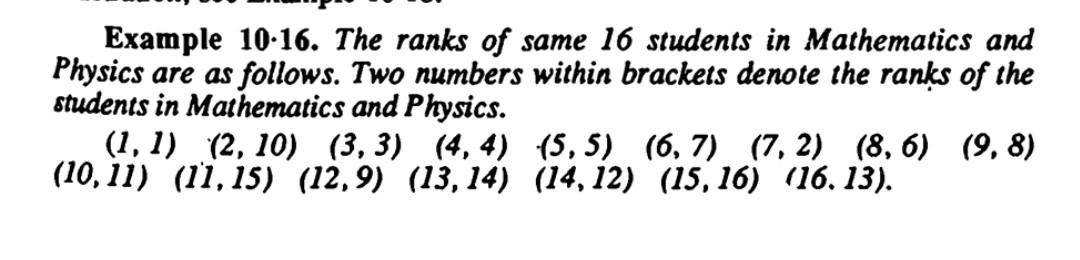 Example 10.16. The ranks of same 16 students in | Chegg.com