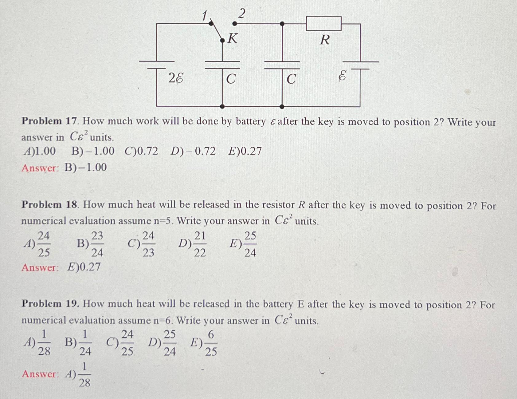 Problem 17. ﻿How much work will be done by battery ε | Chegg.com