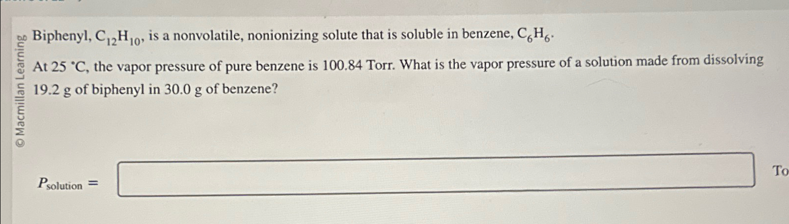 Solved Biphenyl, C12H10, ﻿is a nonvolatile, nonionizing | Chegg.com
