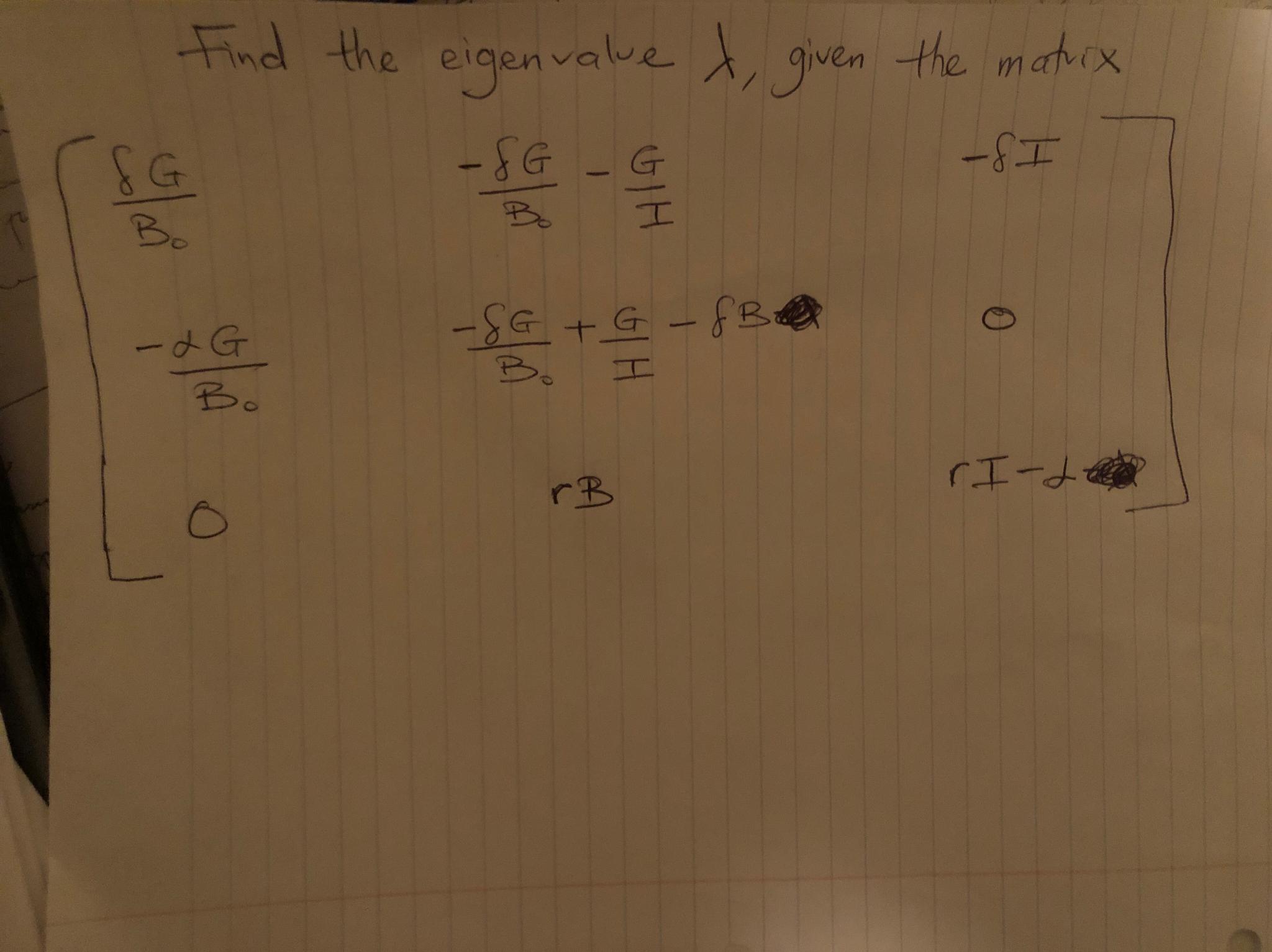 Solved Find the eigenvalue λ, ﻿given the | Chegg.com