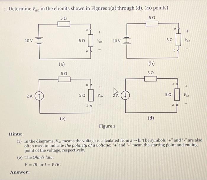 Solved 1. Determine Vab in the circuits shown in Figures | Chegg.com