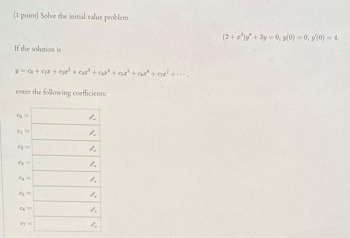 Solved ( 1 point) Solve the initial value problem | Chegg.com