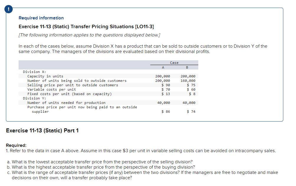 Solved !Required informationExercise 11-13 (Static) | Chegg.com Solved !Required informationExercise 11-13 (Static) | Chegg.com