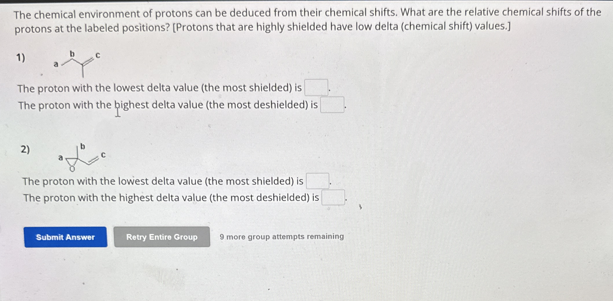 Solved The chemical environment of protons can be deduced | Chegg.com