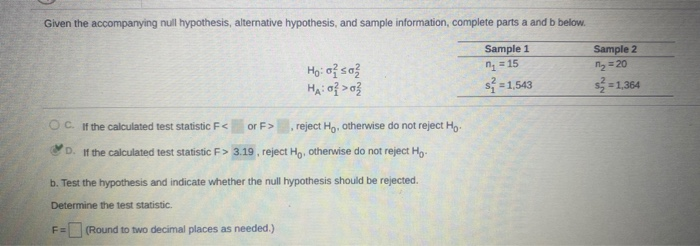 Solved Given the accompanying null hypothesis, alternative | Chegg.com