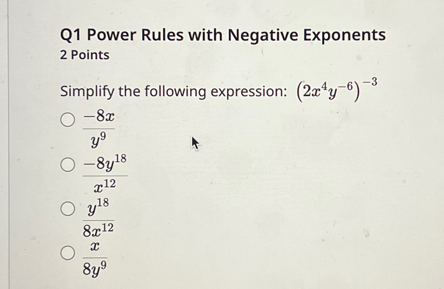 Solved Q1 ﻿Power Rules with Negative Exponents 2 | Chegg.com