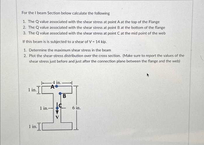 Solved For the I beam Section below calculate the following | Chegg.com