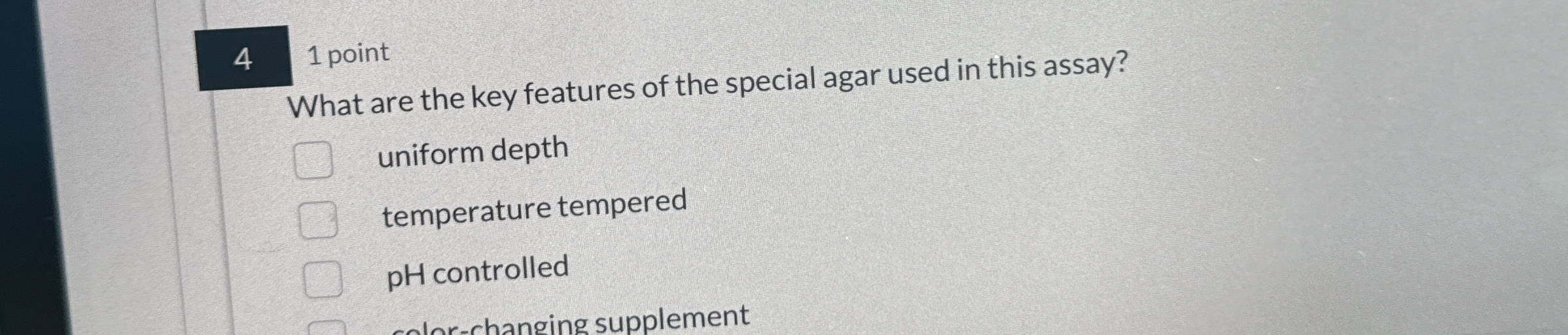 Solved 1 ﻿pointWhat are the key features of the special agar | Chegg.com