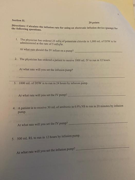 Solved Directions: Calculate the infusion rate for using an | Chegg.com