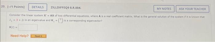 Consider the linear system X′=AX of two differential | Chegg.com