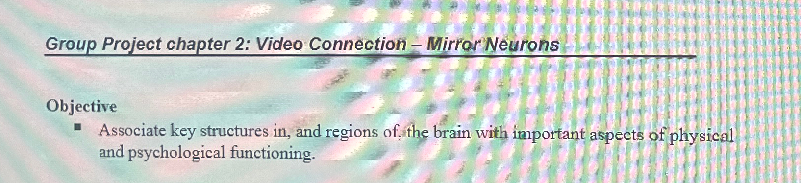 Solved Group Project chapter 2: Video Connection - ﻿Mirror | Chegg.com